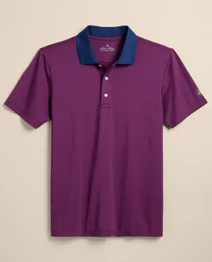 Brooks Brothers Performance Series Micro Stripe Jersey Polo Shirt - Red/blue