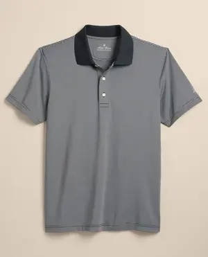 Brooks Brothers Performance Series Micro Stripe Jersey Polo Shirt - Silver/black