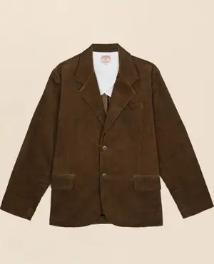 Brooks Brothers S X Brain Dead Cotton Corduroy Embroidered Emblem Suit Jacket - Brown
