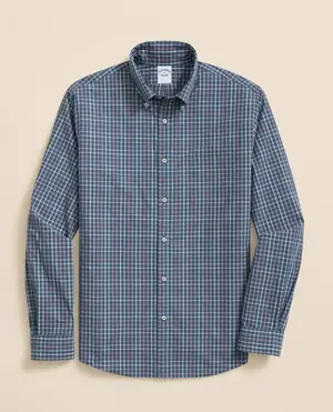 Brooks Brothers Friday Shirt, Poplin Windowpane - Navy