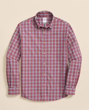 Brooks Brothers Friday Shirt, Poplin Plaid - Red