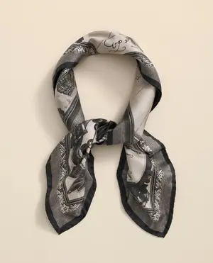 Brooks Brothers S Silk Neckerchief In Map Print Tie - Grey
