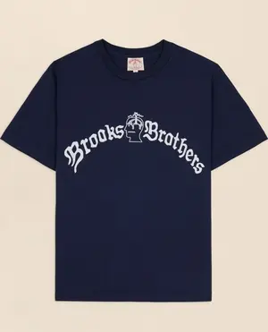 Brooks Brothers X Brain Dead Cotton Vintage-inspired Emblem T-shirt | | Small - Navy
