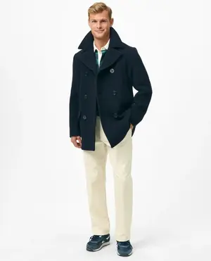 Brooks Brothers Wool Peacoat - Navy