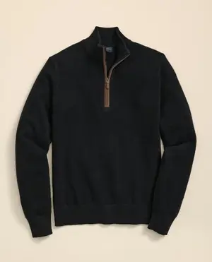 Brooks Brothers Brooks Brothers 3-Ply Cashmere Quarter-Zip Sweater Black
