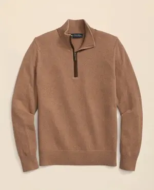 Brooks Brothers 3-ply Cashmere Quarter-zip Sweater - Brown
