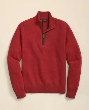 Brooks Brothers Brooks Brothers 3-Ply Cashmere Quarter-Zip Sweater Red