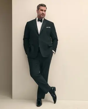 Brooks Brothers Big & Tall Explorer Collection Wool Tuxedo Pants - Black