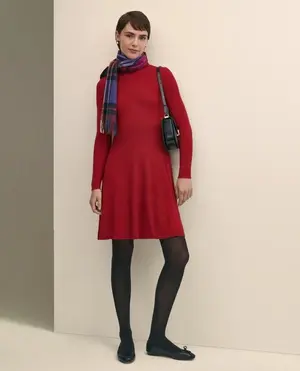 Brooks Brothers S Merino Wool Turtleneck Dress | | Large - Red