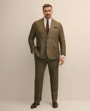 Brooks Brothers Big & Tall Linen Suit Pants - Brown