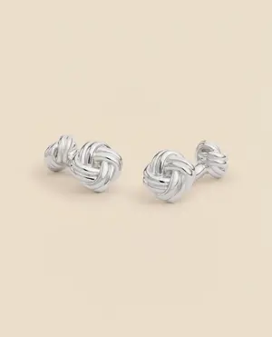 Brooks Brothers Sterling Rhodium-plated Knot Cufflinks - Silver