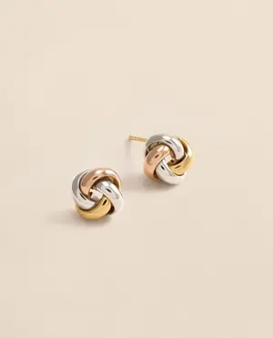 Brooks Brothers 14k Yellow-white-rose Gold Knot Stud Earrings - Multicolor