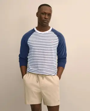 Brooks Brothers Cotton Blend Terry Cloth Stripe Sweatshirt