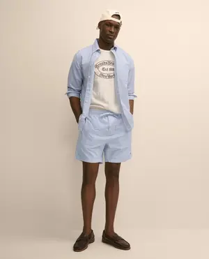 Brooks Brothers Cotton Oxford Stripe Lounge Shorts - Blue