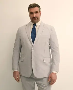 Brooks Brothers Big & Tall Cotton Seersucker Sport Coat - Blue