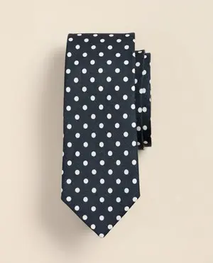 Brooks Brothers Linen-silk Dot Neck Tie - Navy