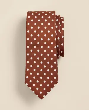 Brooks Brothers Linen-silk Dot Tie - Orange