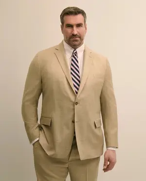 Brooks Brothers S Big & Tall Stretch Wool Suit Jacket - Beige