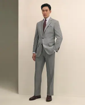 Brooks Brothers S Traditional Fit Wool Sharkskin 1818 Suit - Light Grey