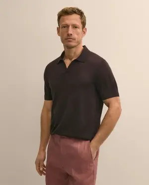 Brooks Brothers Johnny Collar Fine-gauge Merino Wool Sweater - Brown