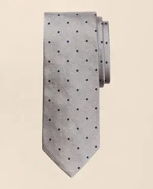 Brooks Brothers Dot Rep Tie - Silver