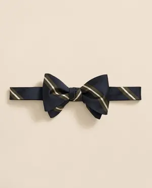 Brooks Brothers Rep Stripe Silk Bow Tie - Navy