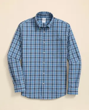 Brooks Brothers Friday Shirt, Poplin Outline Check - Blue