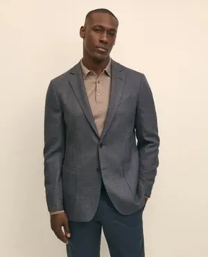 Brooks Brothers Wool Hopsack Gingham Sport Coat - Navy