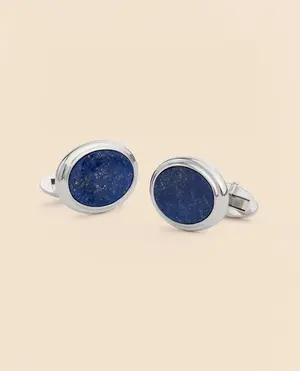 Brooks Brothers Sterling Oval Rhodium-plated Cufflinks - Silver