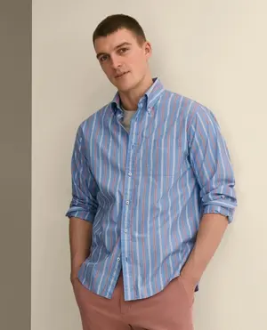 Brooks Brothers Friday Shirt, Poplin Stripe - Blue