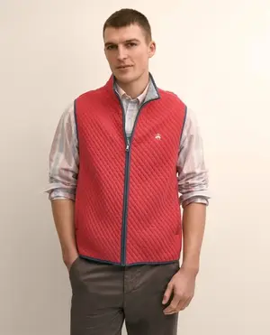 Brooks Brothers Cotton-blend Diamond-quilted Full-zip Vest - Red