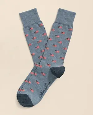 Brooks Brothers Cotton-blend Usa Flag Socks - Blue