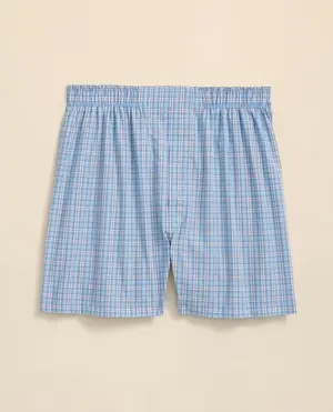 Brooks Brothers S Cotton Broadcloth Mini Check Boxers - Blue