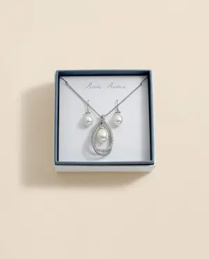 Brooks Brothers Orbital Interlocking Faux Pearl And Crystal Set