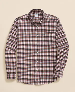 Brooks Brothers Portuguese Flannel Polo Button Down Collar, Multi-check Shirt - Multicolor