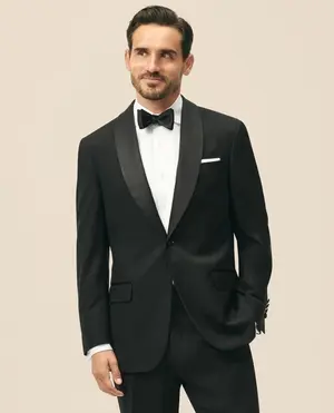 Brooks Brothers Traditional Fit Wool 1818 Shawl Collar Tuxedo - Black