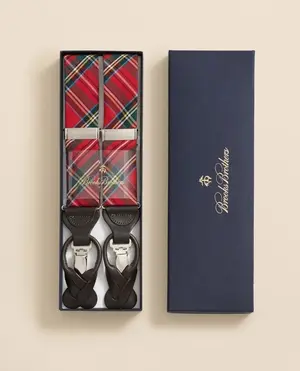 Brooks Brothers Royal Stewart Tartan Suspenders Shoes - Red