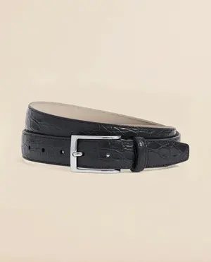 Brooks Brothers S Leather Embossed Belt - Black