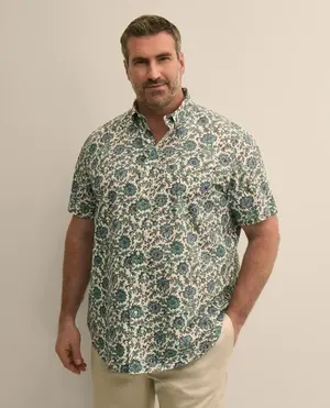 Brooks Brothers Big & Tall Friday Shirt, Short-sleeve Poplin | | 4x Tall Cream