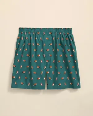 Brooks Brothers Cotton Broadcloth Fox Motif Boxers - Green