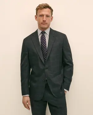 Brooks Brothers Explorer Collection Classic Fit Wool Windowpane Suit Jacket - Grey