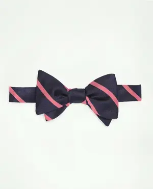 Brooks Brothers Silk Rep Striped Bow Tie - Navy