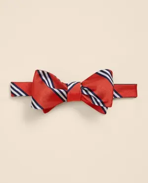 Brooks Brothers Silk Rep Striped Bow Tie - Orange
