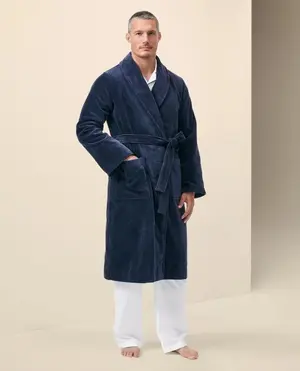 Brooks Brothers Terry Cloth Bathrobe - Navy