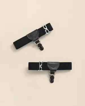 Brooks Brothers Elastic Sock Garters With Clip Closure Black