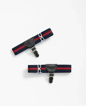 Brooks Brothers Elastic Sock Garters - Navy/red