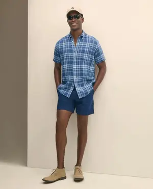 Brooks Brothers 7" Cotton Bandana Shorts - Navy