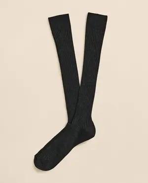 Brooks Brothers Merino Wool Blend Over-the-calf Ribbed Socks - Grey