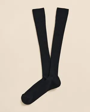 Brooks Brothers Merino Wool Blend Over-the-calf Ribbed Socks - Navy