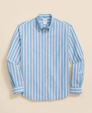 Brooks Brothers S Friday Shirt, Poplin Striped - Blue